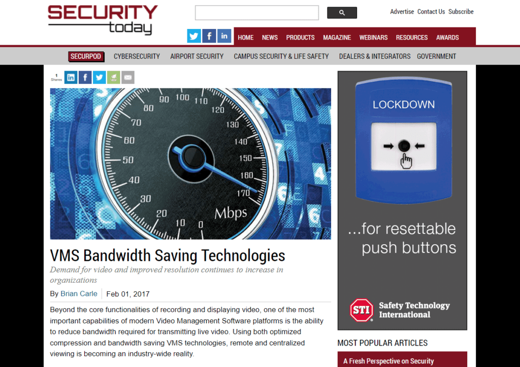 VMS Bandwidth Saving Technologies - Salient
